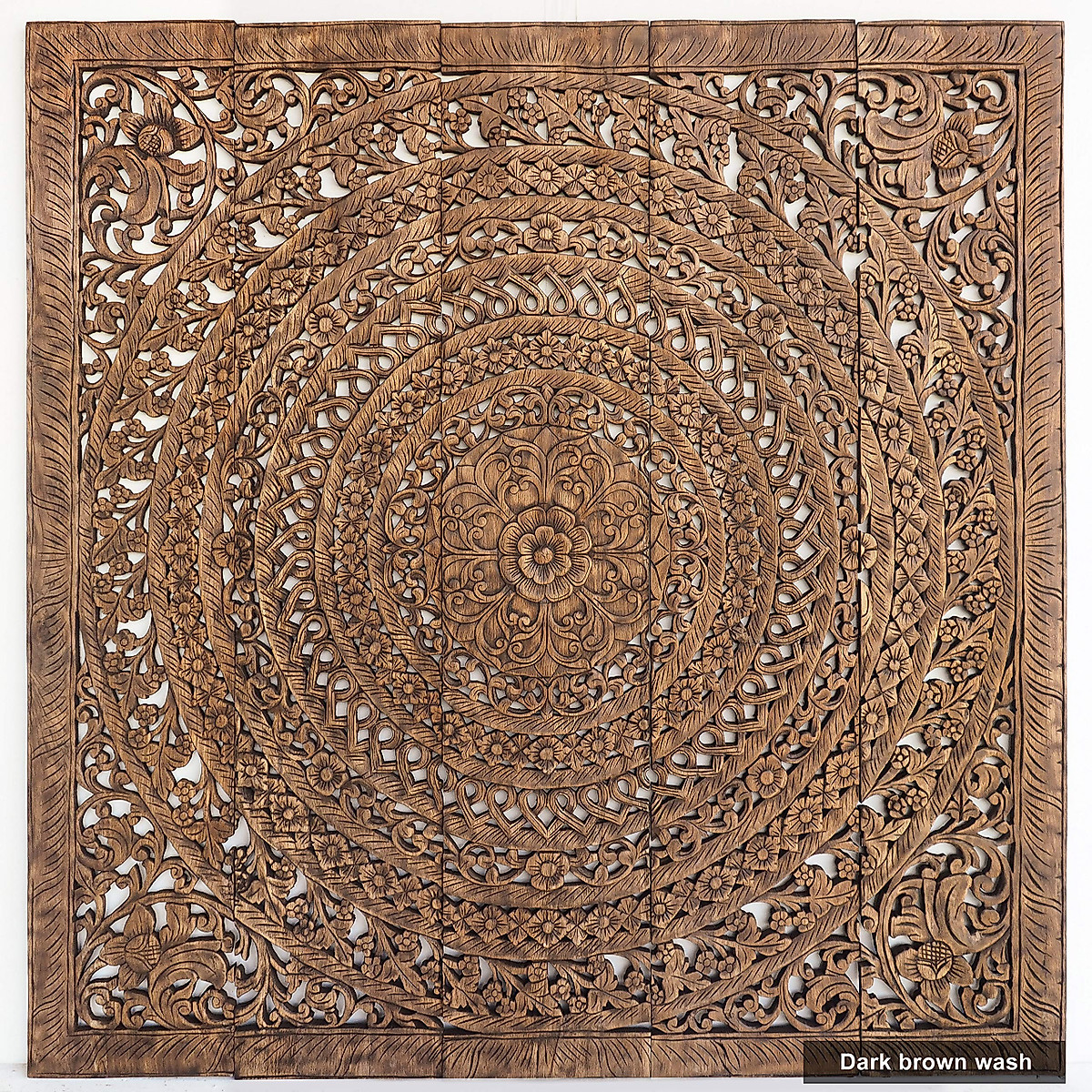 Moroccan Queen Headboard Coastal Bedroom - Home Decoration Furniture Wall Art Panels Hand Carved Reclaimed Teak Wood Thailand 60 Inches