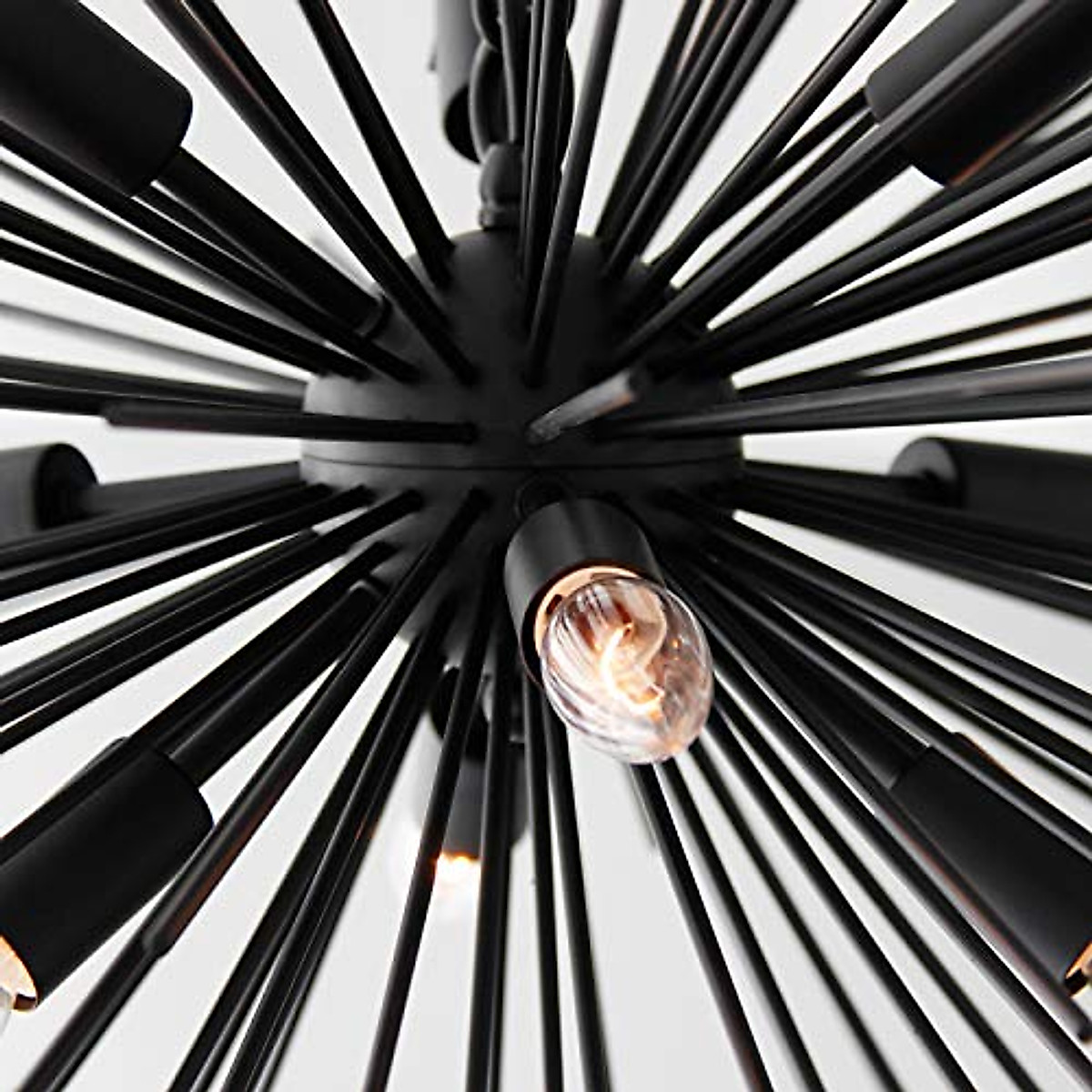 GOMUNIN Astra Sputnik Satellite Pendant Light 9-Light Black Chandelier Mid Century Starburst Chandelier for Living Room Bedroom Hallway Dining Room Kitchen Island, 23in Wide, Solid Metal 12LB