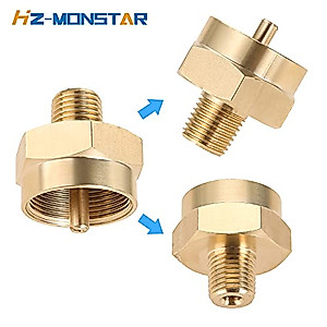 HZ-MONSTAR 1LB Propane Gas Bottle Refill Adapter kit, Including 1/4" NPT Female Tank Brass Fitting and 1/4" Male NPT Thread, Grill Stove Connector