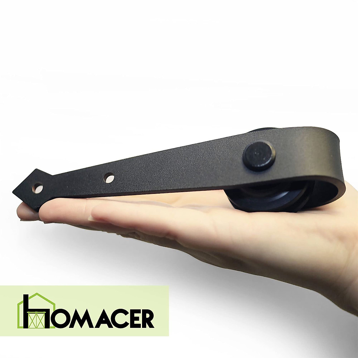 Homacer Mini Black Rustic Non-Bypass Sliding Barn Door Hardware Kit, for Two/Double Doors, 54-inch Long Flat Track, Arrow Design Roller, Cabinet TV Stand Console Use…