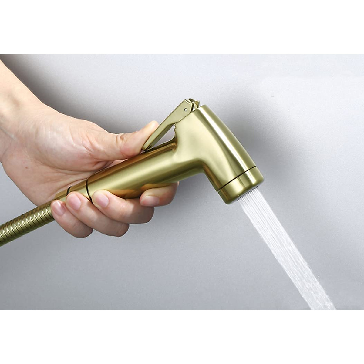 Brushed Gold Bidet Sprayer for Toilet-HOMCBEC Cloth Diaper Sprayer Hand Held Bidet Shower Faucets,Bathroom Jet Sprayer Kit Spray Attachment with Hose and Wall Bracket