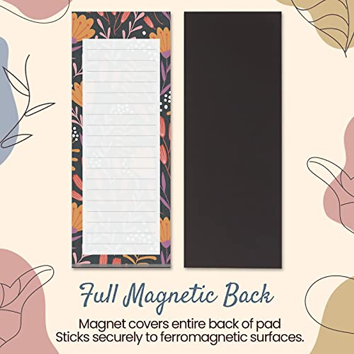 Grocery List Magnetic Pad for Fridge - 6-Pack Floral Notepads