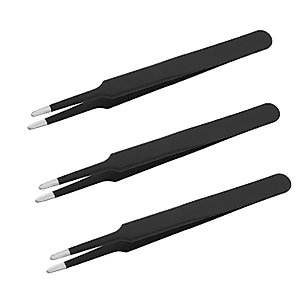 UToolmart 3PCS Precision Tweezers Set, Upgraded Anti-Static Stainless Steel Tweezers, Length: 122mm