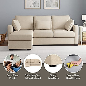 Hillsdale York Upholstered Modern Sectional Sofa Fabric Couch, Sand
