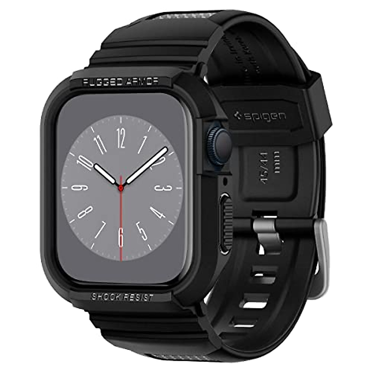 Spigen Rugged Armor Pro Compatible with Apple Watch Case with Band Series 8/7 (45mm) and Series SE2/6/SE/5/4 (44mm) - Black