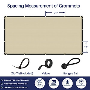 Windscreen4less Privacy Fence Screen Heavy Duty Windscreen Fencing Mesh Fabric Shade Net Cover with Brass Grommtes for Outdoor Wall Garden Yard Pool Deck, 6'x50' Beige