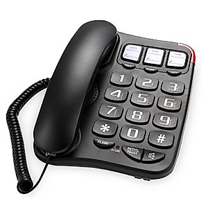 Large Button Phone for Seniors, Amplified Corded Phone with Speakerphone for Elderly Home Landline Phones, No Need to use Batteries,with Loud Ringer, One-Touch Dialing…