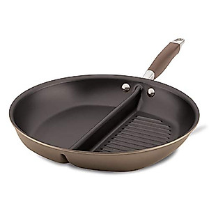 Anolon Advanced Hard Anodized Nonstick Divided Grill / Griddle Pan / Skillet - 12.5 Inch, Bronze,84122
