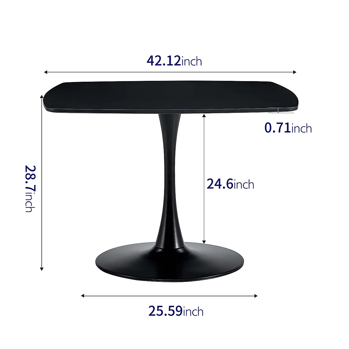 LABDIP Premium Mid Century Black Dining Table - Sturdy 42.1" Wood Top - Easy Assembly - Versatile 4-6 Seater Kitchen & Coffee Table Pedestal End Table