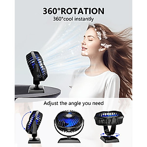 USB Desk Fan, Mini Fan but Powerful, Portable USB Fan with 3 Speeds, Quiet Table Personal Fan, 360°Rotate Coolness, Small Table Fan for Home,Office, Bedroom, Desktop,Travel, USB Powered, Black