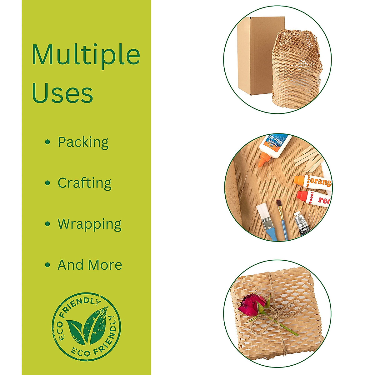 Eco-Friendly Honeycomb Wrapping Paper - 15" x 120' Roll with Fragile Stickers - Premium Packaging Solution for Fragile Items