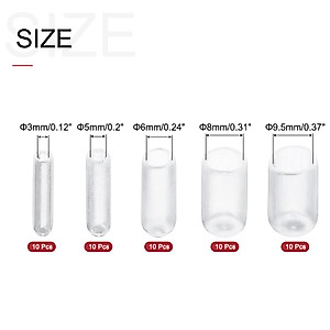 uxcell 50pcs Round Rubber End Caps 1/8" 3/16" 1/4" 5/16" 3/8" Clear Vinyl Cover Screw Thread Protectors Assortment Kit(3mm 5mm 6mm 8mm 9.5mm)