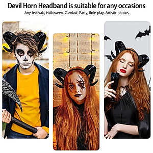 Orgoue Devil Horns Headband, Black Horns Headband Demon Horns Ram Horns Headband for Women Men for Halloween Costume Cosplay