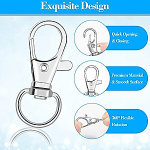 Keychain Hook Clip, 50Pcs Swivel Snap Hook Lobster Claw Clasp Small Metal Swivel Key Chain Clip Hook Keychain Hardware for Keychain Making, DIY Crafts, Lanyard Making, Pet Collar