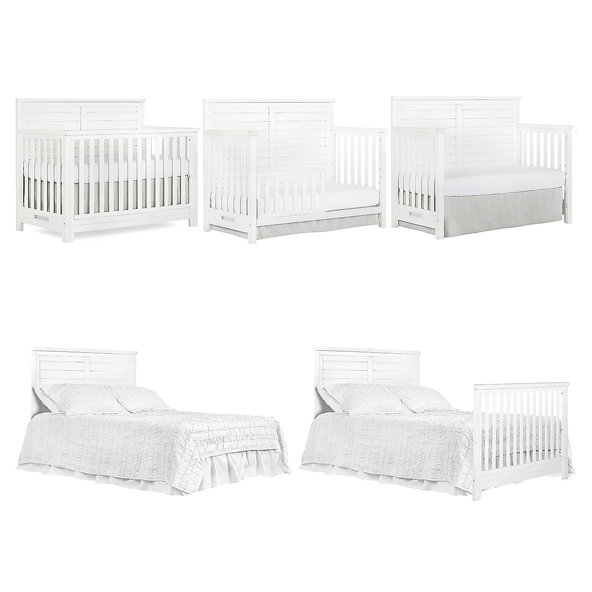 Evolur Belmar Flat 5 in 1 Convertible Crib & Double Dresser with Free 260 Coil Crib & Toddler Mattress