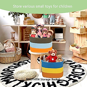 BOUYHTN Cotton Rope Basket-Woven Baskets-Storage Basket for Living Room-Towel Baskets for Bathroom-Baby Organizing Baskets-Collapsible Storage Bins-Toy Basket 15"x10"x12" Pack of 2