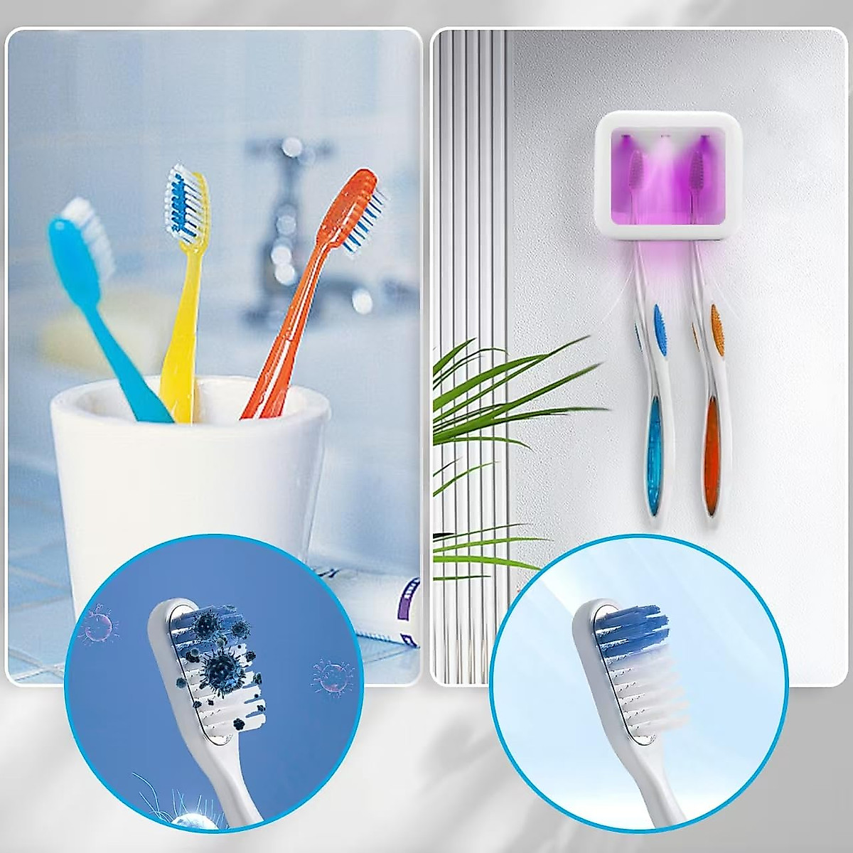 TAISHAN UV Toothbrush Case Sanitizer，Rechargeable Portable Mini Toothbrush Holder with Mirror,Kills 99.9% of Germs，Fits All Toothbrushes for Electric and Manual,Safety Feature for Home and Travel