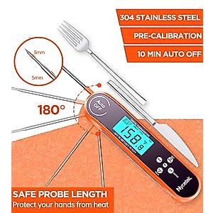 Nycetek Digital Cooking Thermometer, Accurate & Waterproof Instant Read Meat Thermometer with Backlit, Calibration, Probe, Food Thermometer for Kitchen, Grilling, Candy, BBQ, Oil Fry, Baking and More