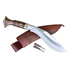GK&CO. Kukri House Genuine Kukri/Khukuri Knife - 10" Blade Full Tang Panawal Angkhola Village Working Kukri Red Sheath - Handmade in Nepal.