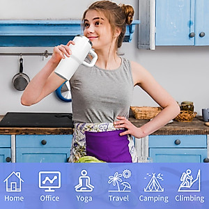 Lilsofee 1 Pack 14 oz Sublimation Blank Tumbler with Handle and Straw Stainless Steel Double Vacuum Insulation Skinny Mug Heat Press Transfer Printing DIY Cups White