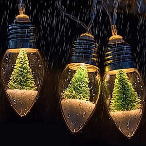 VVolf Christmas Lights Battery Operated, Snow Globe String Lights, Christmas Snow Globes String Lights for Room, Globe String Lights with 10 LED Clear Bulbs 2Pack