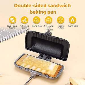 sandwich baking pan,Double-sided Sandwich Mold,Aluminum Alloy Hot Dog Toaster,Nonstick Sandwich Maker,Frying Pan for Breakfast Pancakes, Toast, Omelets