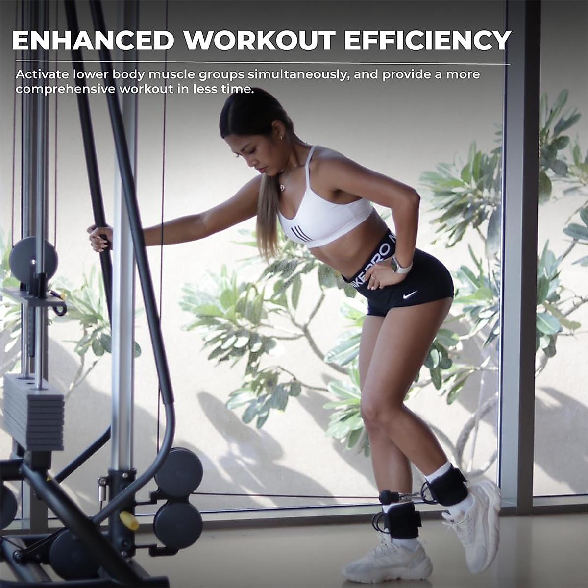 YAGHZU Ankle Straps for Cable Machines Women - Adjustable Gym Ankle Strap for Cable Machine, Neoprene Padded Cable Straps, Durable Leg Strap with Cable Cuff, Glute Kickback Ankle Strap with D Rings