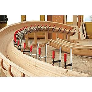 BESSEY Light Duty Tradesman's Bar Clamp - 2.5x12 In - TGJ2.512 - Woodworking Clamps with Wooden Handle, Ideal for Home Improvement & Workbench Projects, carpentry and Cabinetry, Black & Red