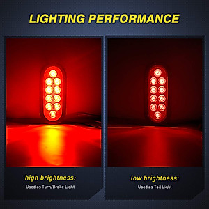 Nilight 4PCS 6" Oval LED Trailer Tail Lights 4PCS 10 LED w/Flush Mount Grommets Plugs Reverse/Back Up Trailer Lights for RV Truck Jeep