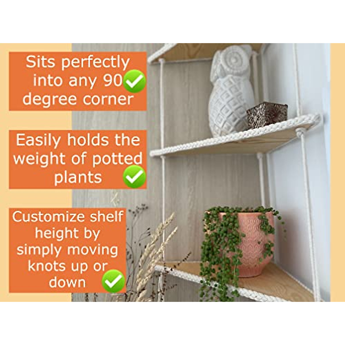 Tinkiture Designs Corner Hanging Shelf (Natural)