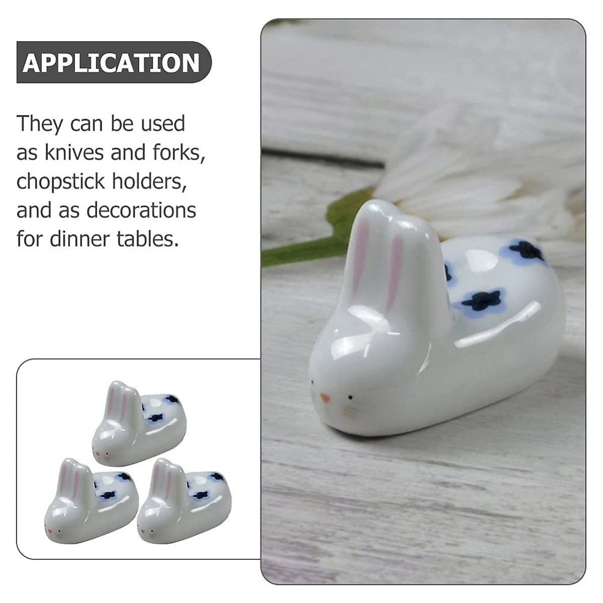 BESPORTBLE 3pcs Table Setting Chopstick Rest Rack Utensil Cutlery Pillow Rest for Chopsticks Easter Chopsticks Holder Miniature Cat Ceramic Rabbit Miniature Spoon Rest Cartoon Ceramics White