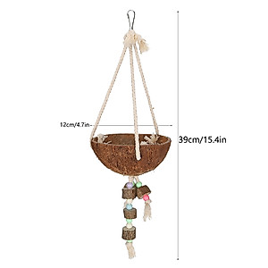 Syuanmuer Parrot Coconut Shell Swing, Hanging Bed Coconut, Bird Nest Shell Swing, Birdhouse Cage Swing Toys for Parrot Parakeet Lovebird Finch Canary.