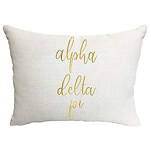 Sorority Shop Alpha Delta Pi Pillow – Gold Script Design, 12" x 16" Lumbar Pillow Sorority