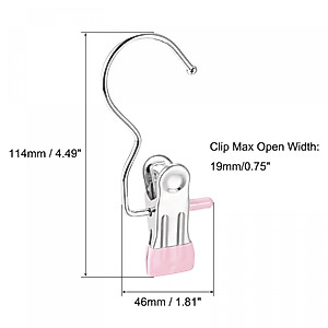 uxcell Laundry Clips with Hook, Metal Boot Hangers Chrome Plated Pink 114mm, 6 Pcs