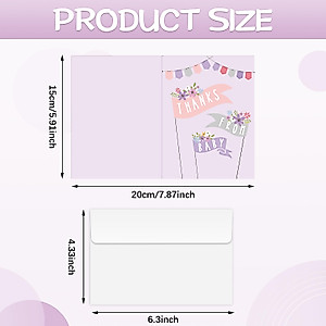 Motiskyy 36 Pack Baby Shower Thank You Cards with Envelopes Floral Thank You Blank Cards for Baby Shower Birthday Supplies, 4 x 6 Inch
