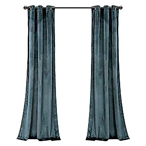 Lush Decor Prima Velvet Solid, 108” x 38”, Slate Blue Curtains Color Block Light Filtering Window Panel Set for Living, Dining, Bedroom (Pair), L