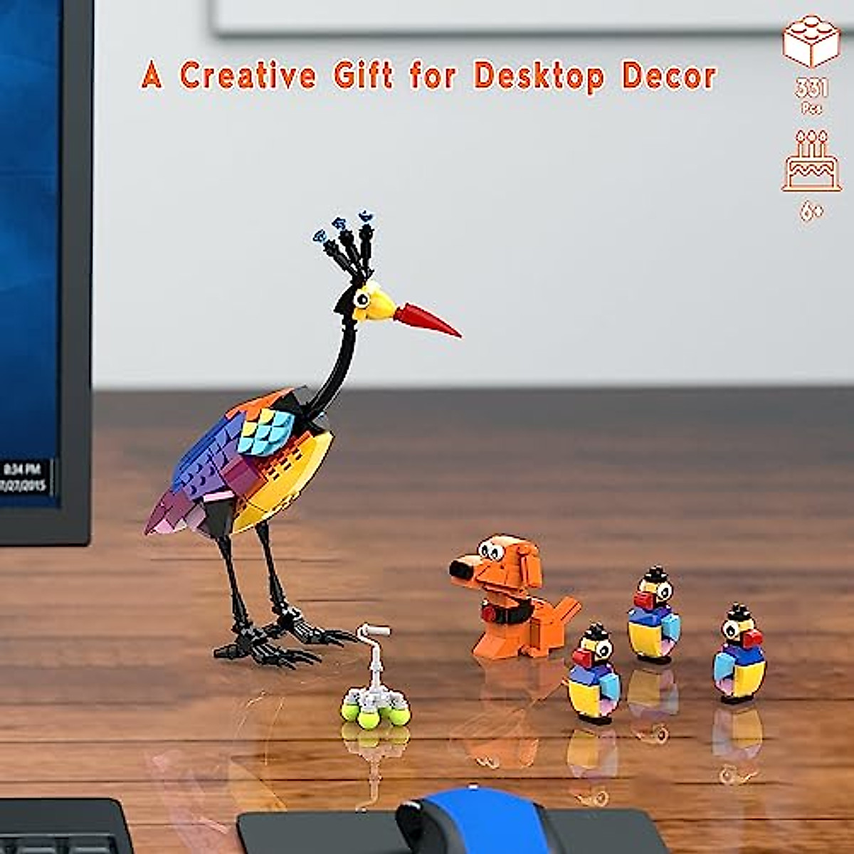 331pc Kevin Birds & Dug Dog for Lego 'Up' House Set 43217, Cute Movie Animals Building Kit for Lego 43217 Model,100 Celebration Characters Gift for Girls & Boys,Fun Toy for Creative Play,Paper Manual