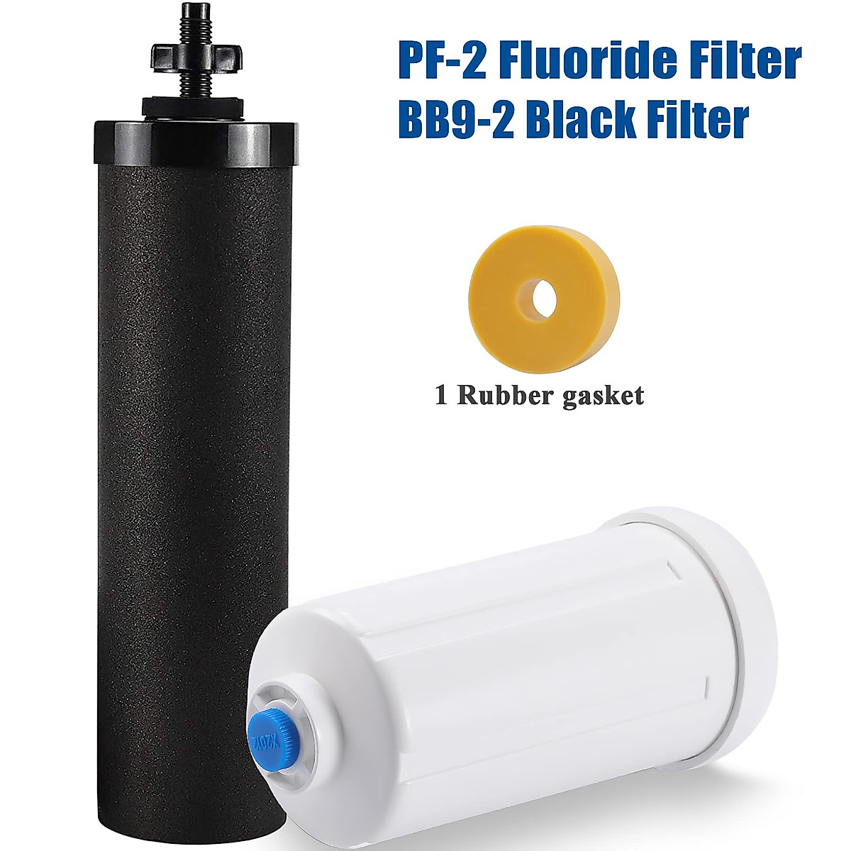 BB9-2 Black and PF-2 Fluoride Water Filter Replacement, Compatible with Berkey Gravity Filtration System Purification Elements Doulton Super Sterasyl and Traveler, Nomad, King, Big Series