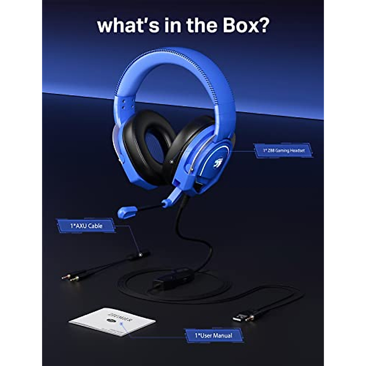 ZIUMIER Z88 Gaming Headset with Microphone, Wired Gaming Headphones Compatible for PC, PS4, PS5, Xbox One, Xbox Series X & S, Switch, 3.5 mm Audio Jack, Noise Cancelling Mic & RGB Light (Blue)