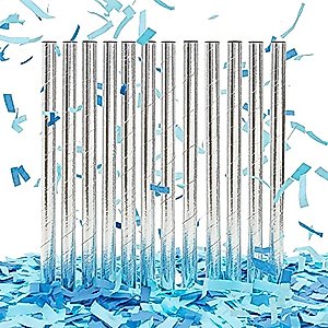 Blue Confetti Wand for Boy Gender Reveal Party (0.75 x 13.8 Inches, 12 Pack)