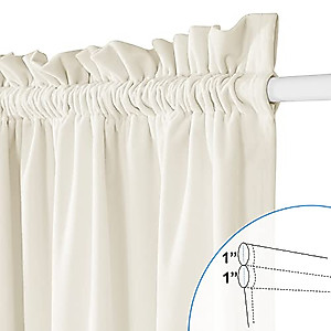 NICETOWN Ivory White Velvet Short Curtain 40 inches - Elegant French Door Curtain for Kitchen Window Light Blocking Luxury Curtain Panel for Nursery/Kids Bedroom Decor, W25 x L40, 1 Panel