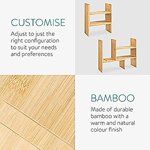 Navaris Desk Organizer Shelf Unit - Bamboo Desktop Shelves for Table or Countertop - Free-Standing Adjustable Shelving Rack for Tidy Kitchen or Office