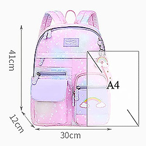 Rainbow Backpack for Girls Large Capacity Student School Bag Water Resistant Elementary Children Daypack