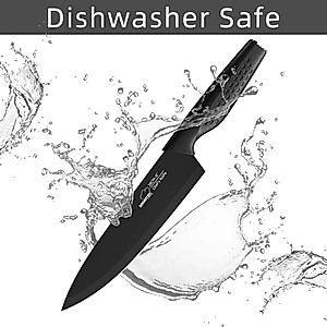 Knife Set, 21 Pieces Kitchen Knife Set with Built in Knife Sharpener Block, Dishwasher Safe, German Stainless Steel Knife Block Set, Steak Knife Sets, Elegant Black