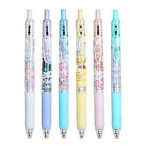JieJiefa 6Pcs Cartoon Cat Ballpoint Pens Kitty Cute Anime Gel Pen Black Ink 0.5mm Kawaii School Supplies Gifts for Girls Women Teens