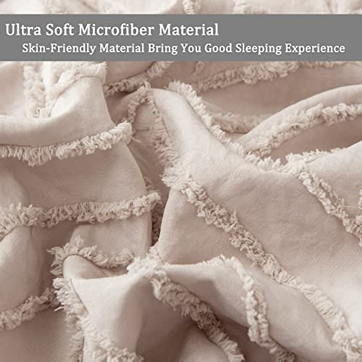 Warmarky Camel Leaf Shape Tufted Duvet Cover King(91''x 102'') Size Light-Weight, Textured Bedding Comforter Cover Set, 1pcs Duvet Cover & 2pcs Envelop Pillowcase(NO Comforter)