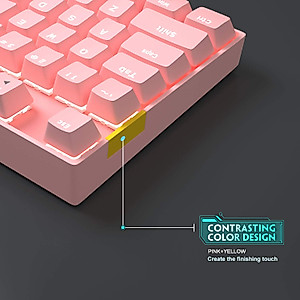 MageGee Mechanical Gaming Keyboard with Blue Switch, Compact 87 Keys Wired Computer Keyboard for Windows Laptop PC Gamer, LED White Backlit, Pink