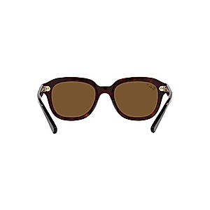 Ray-Ban RB4398F Erik Low Bridge Fit Square Sunglasses, Havana/Polarized Brown, 53 mm