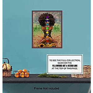 Black Art for African American Women - Boho Positive Affirmations Zen Meditation Decor - Inspirational Afro Yoga Wall Art - New Age Hippie Chakra Room Decor - Personal Growth Uplifting Spiritual Gifts