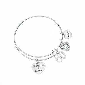 Infinity Collection 60th Birthday Charm Bracelet, Fabulous and Sixty Birthday Gifts for Women, 60th Birthday Gift Ideas